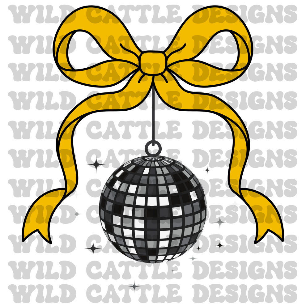 NYE bow and disco ball png – Wild Cattle Designs