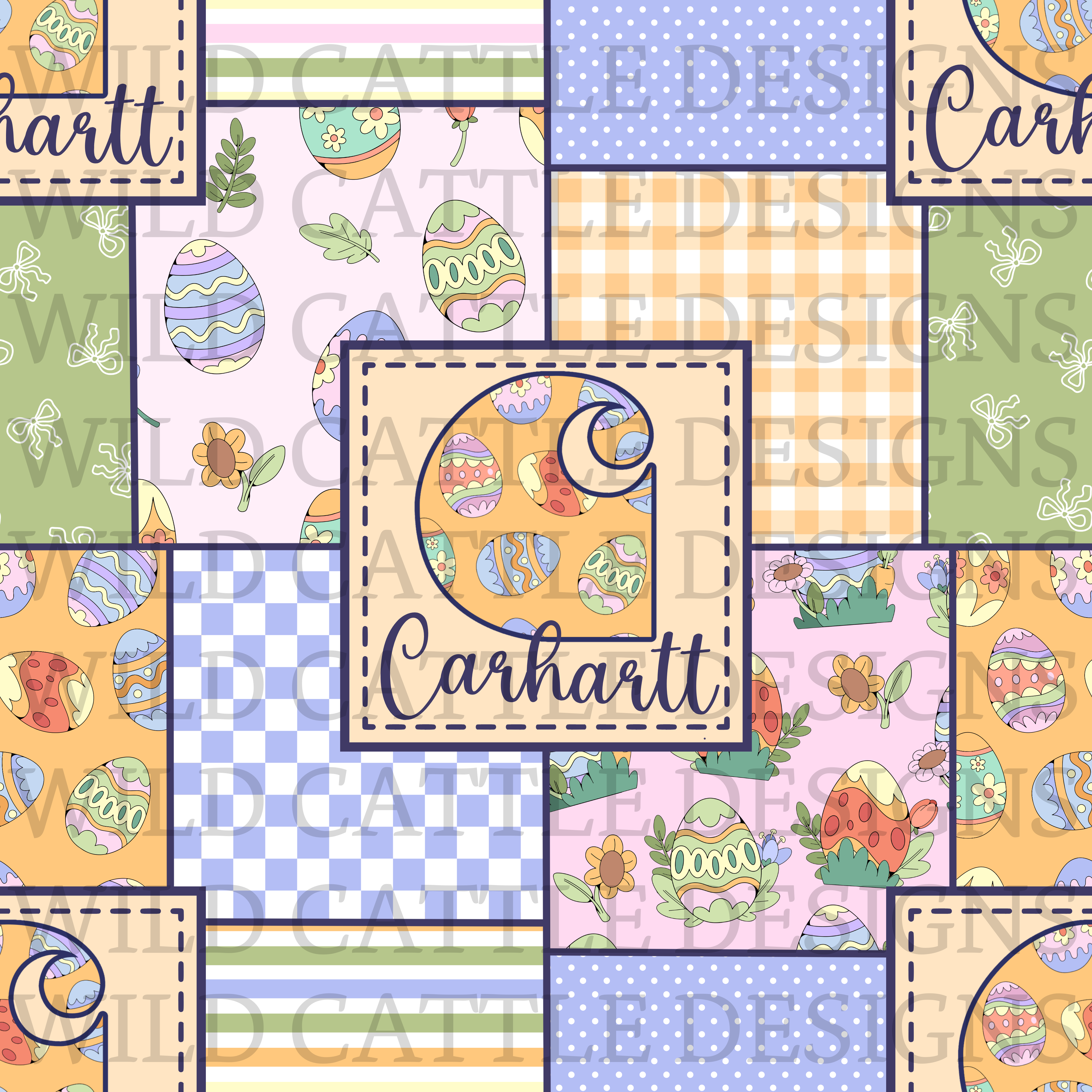 Vibrant pastel easter car heart patchwork – Wild Cattle Designs